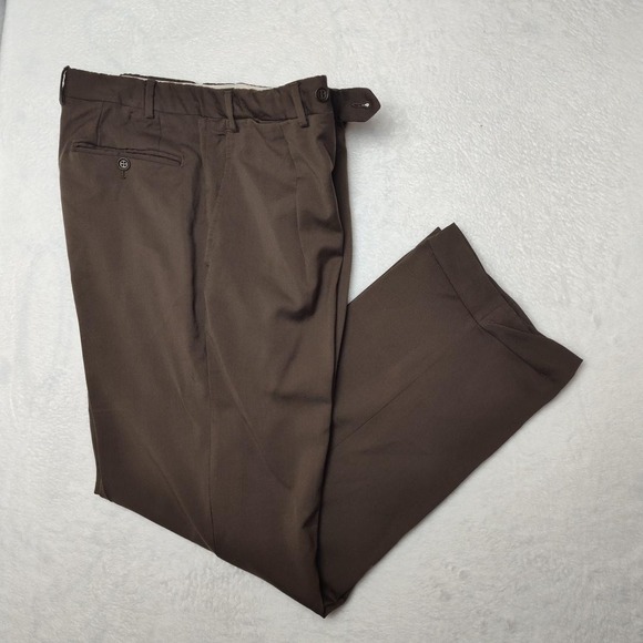 Canali | Pants | Canali Pants Mens 34x3 Brown Dress Pleated Cuffed ...